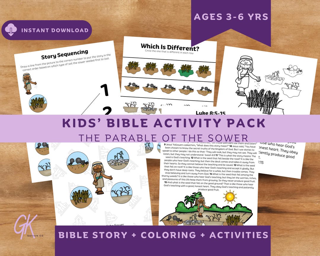The Parable of the Sower Kids Bible Activity Pack, Preschool Sunday ...