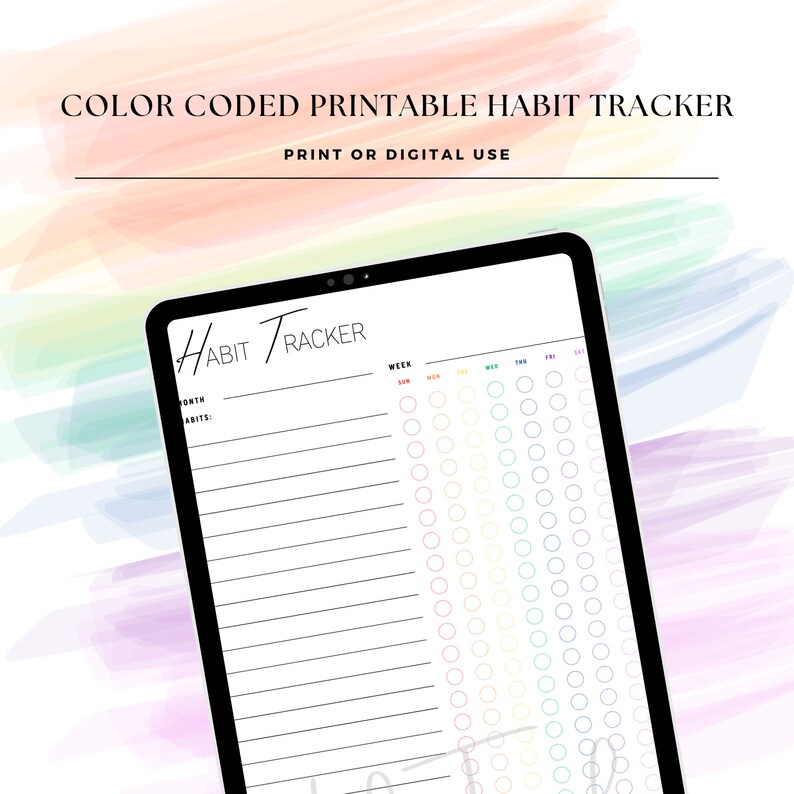 Color Coded Habit Tracker Printable - Etsy