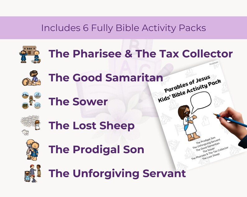 Parables of Jesus Kids' Bible Activity Pack Bundle | Preschool Bible ...