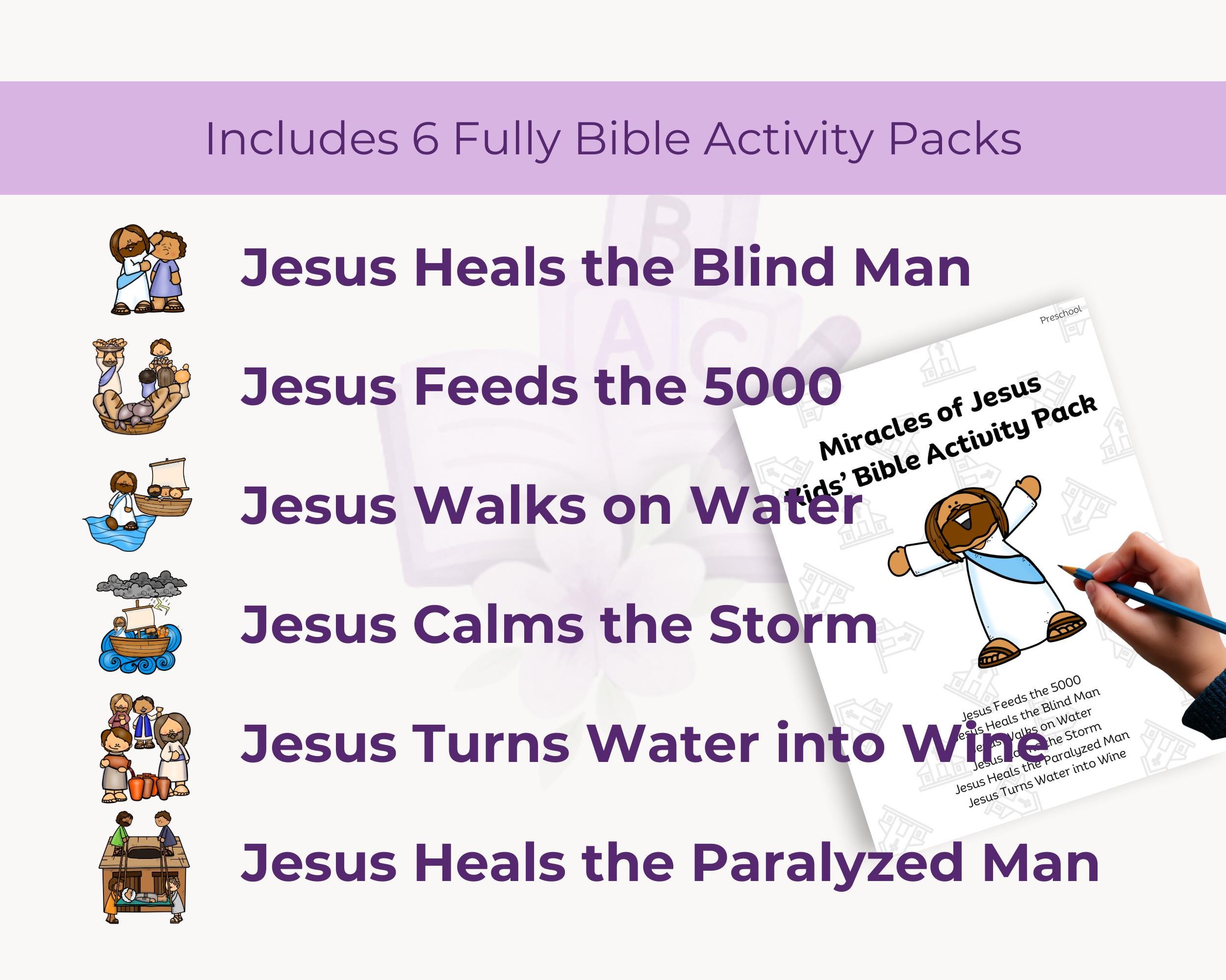 Miracles of Jesus Kids' Bible Activity Pack Bundle | Preschool Bible ...