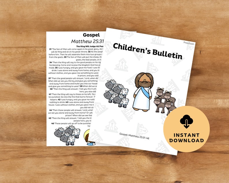 Matthew 25: 31-46 the Parable of the Sheep and the Goats Preschool ...