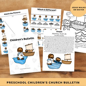Matthew 14:22-34 Jesus Walks on Water Children's Church Bulletin - Etsy
