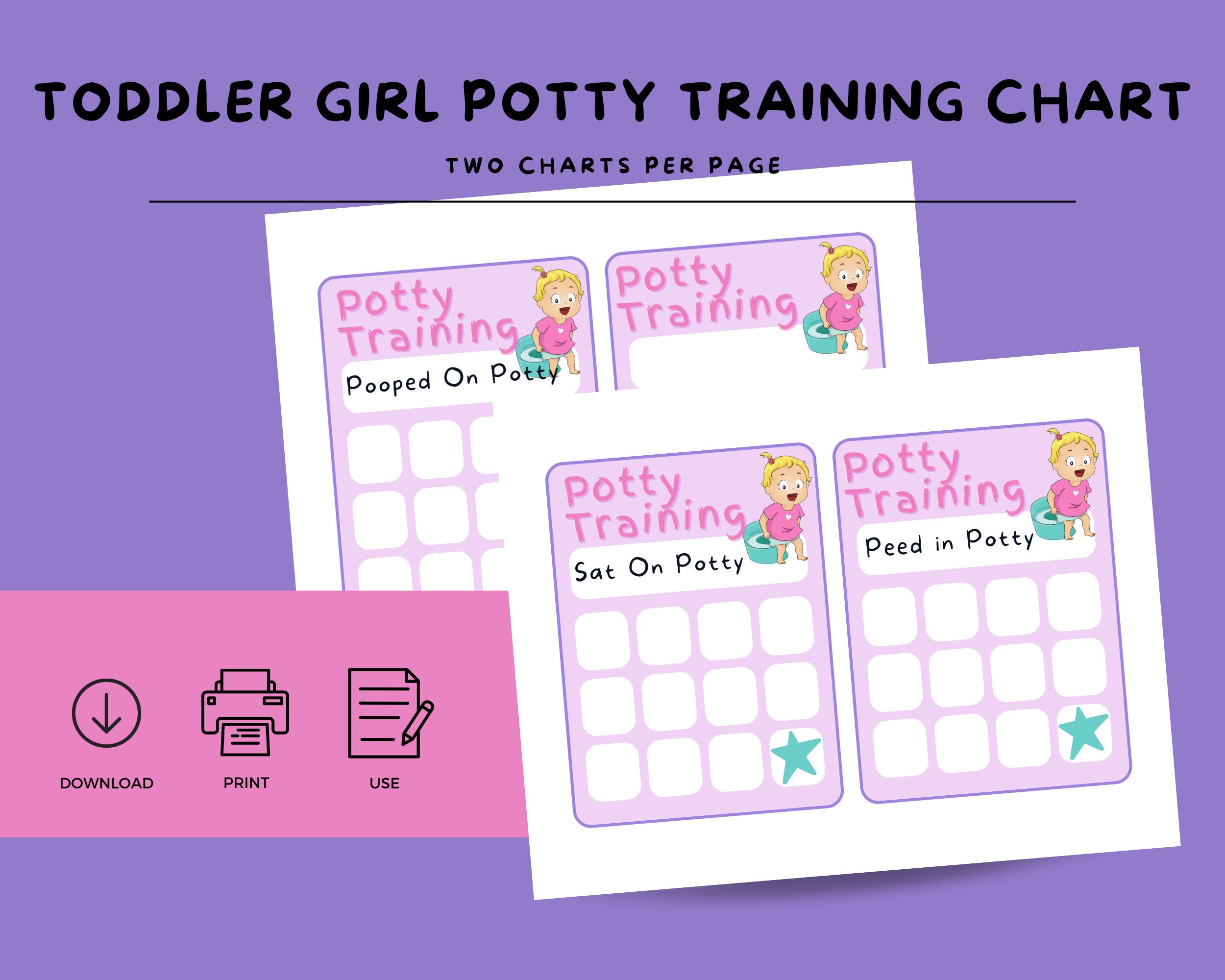 Potty Training Chart for Toddler Girl, Potty Chart - Etsy