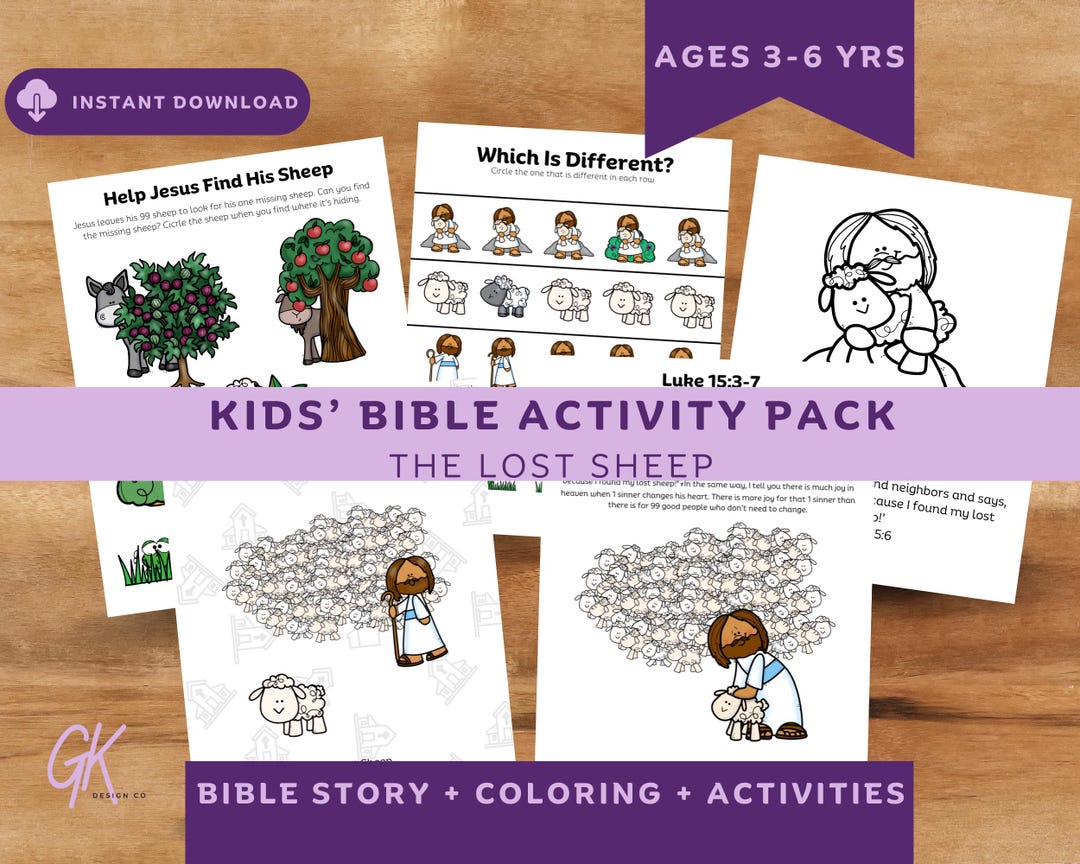 The Lost Sheep Kids Bible Activity Pack, Preschool Sunday School Lesson ...