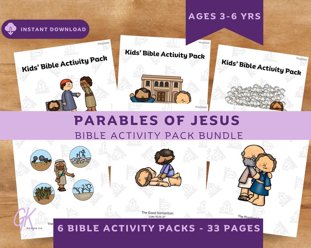 Parables of Jesus Kids' Bible Activity Pack Bundle | Preschool Bible ...