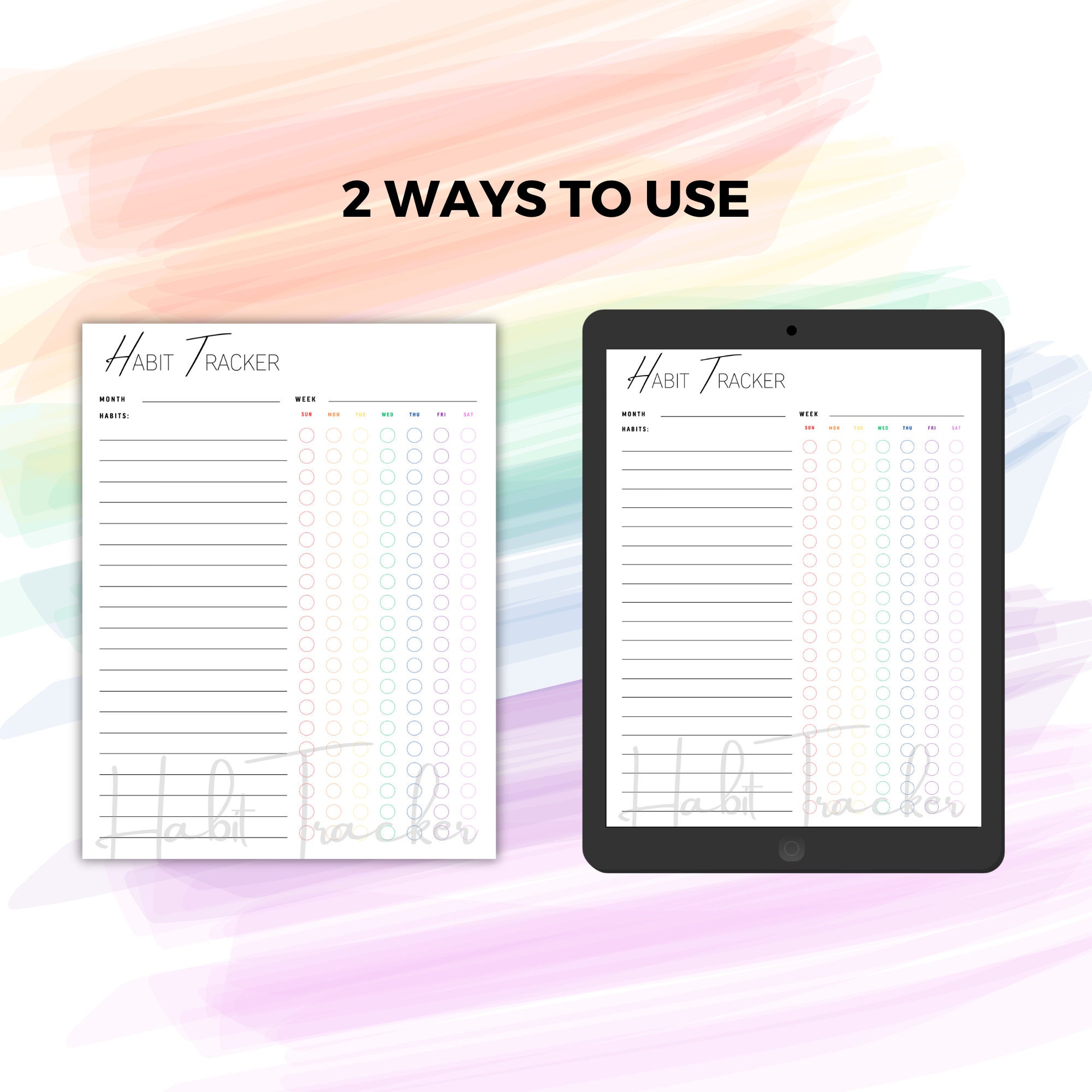 Color Coded Habit Tracker Printable - Etsy