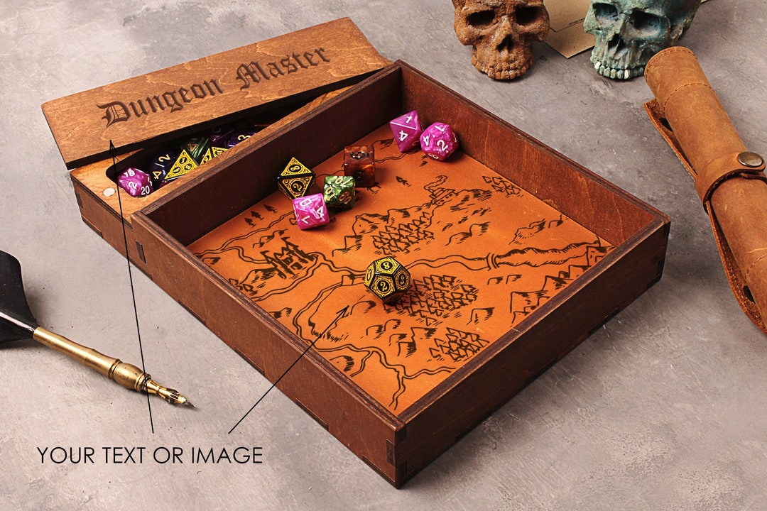 Custom Wooden Dice Tray and Dice Holder, RPG Dice Rolling Wooden Tray ...