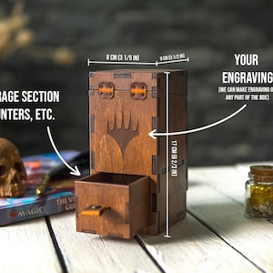 Personalized Wooden Mtg Deck Box With Dice & Counter Storage - Etsy
