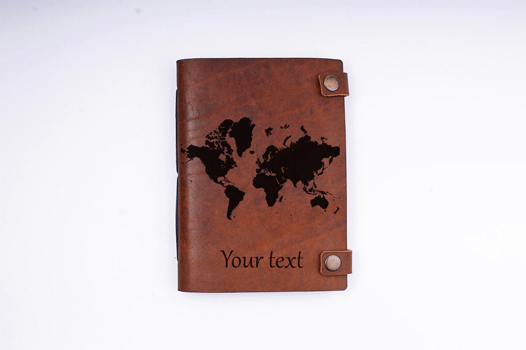 World Map Leather Journal: Personalized Travel Sketchbook - Etsy