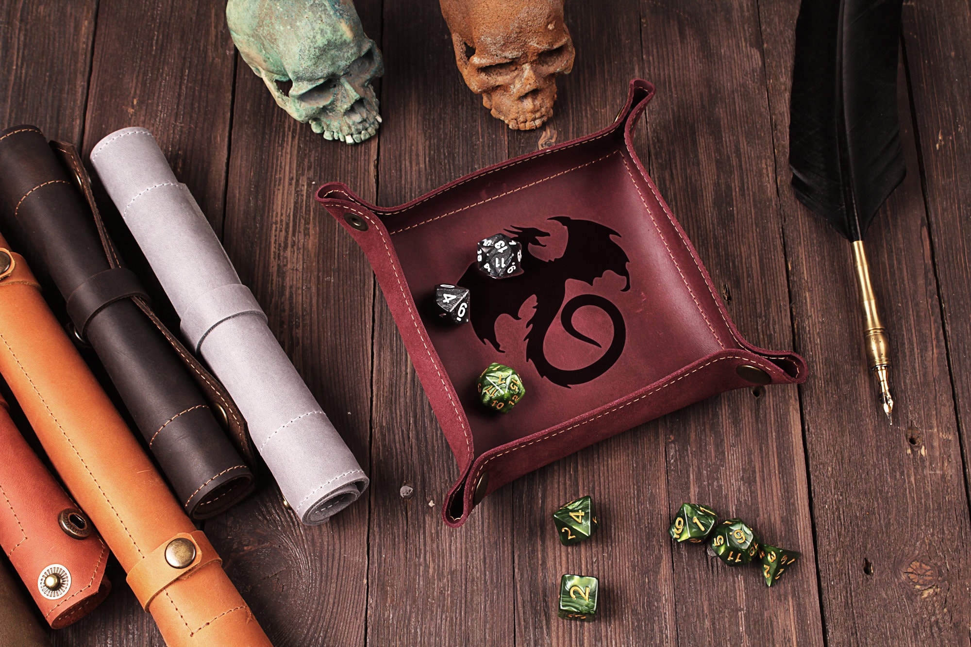 Personalized Leather Dice Tray: Custom Dnd Rolling Mat - Etsy