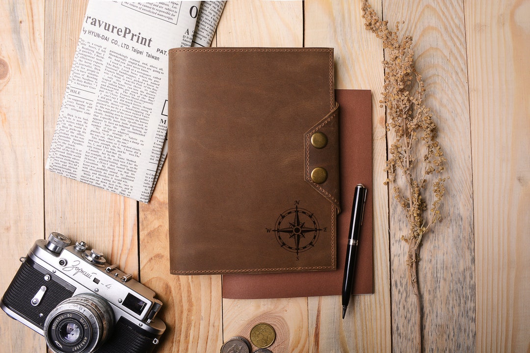 Personalized Leather Compass Journal: Refillable Travel Notebook - Etsy