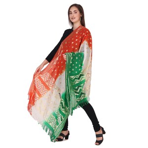 Tri Color Tiranga Cotton Slub Dupatta, Indian Flag Colors Dupatta - Etsy