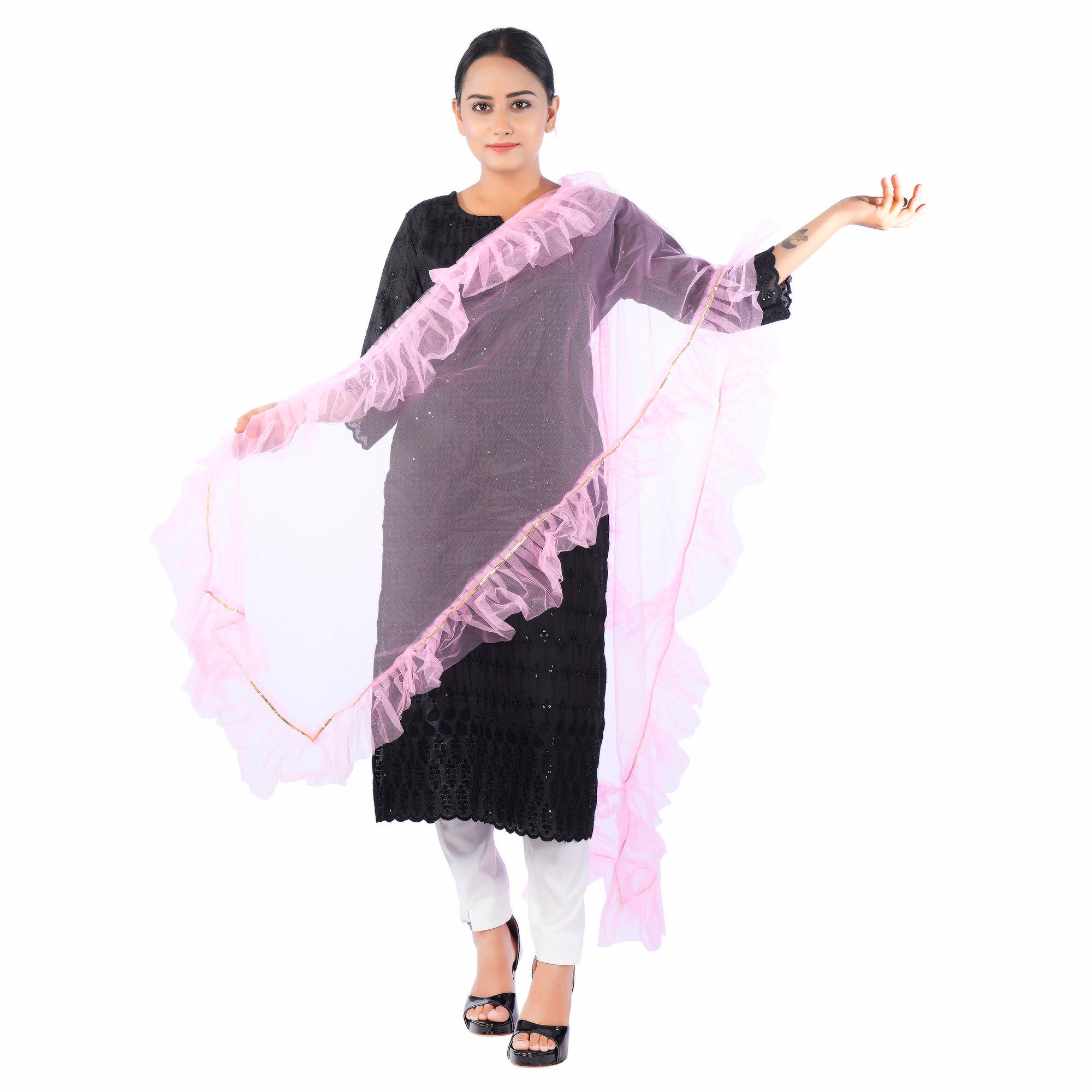 Ruffle Dupatta / Frills Dupatta / Dupatta for Gowns / Ruffle Scarf ...