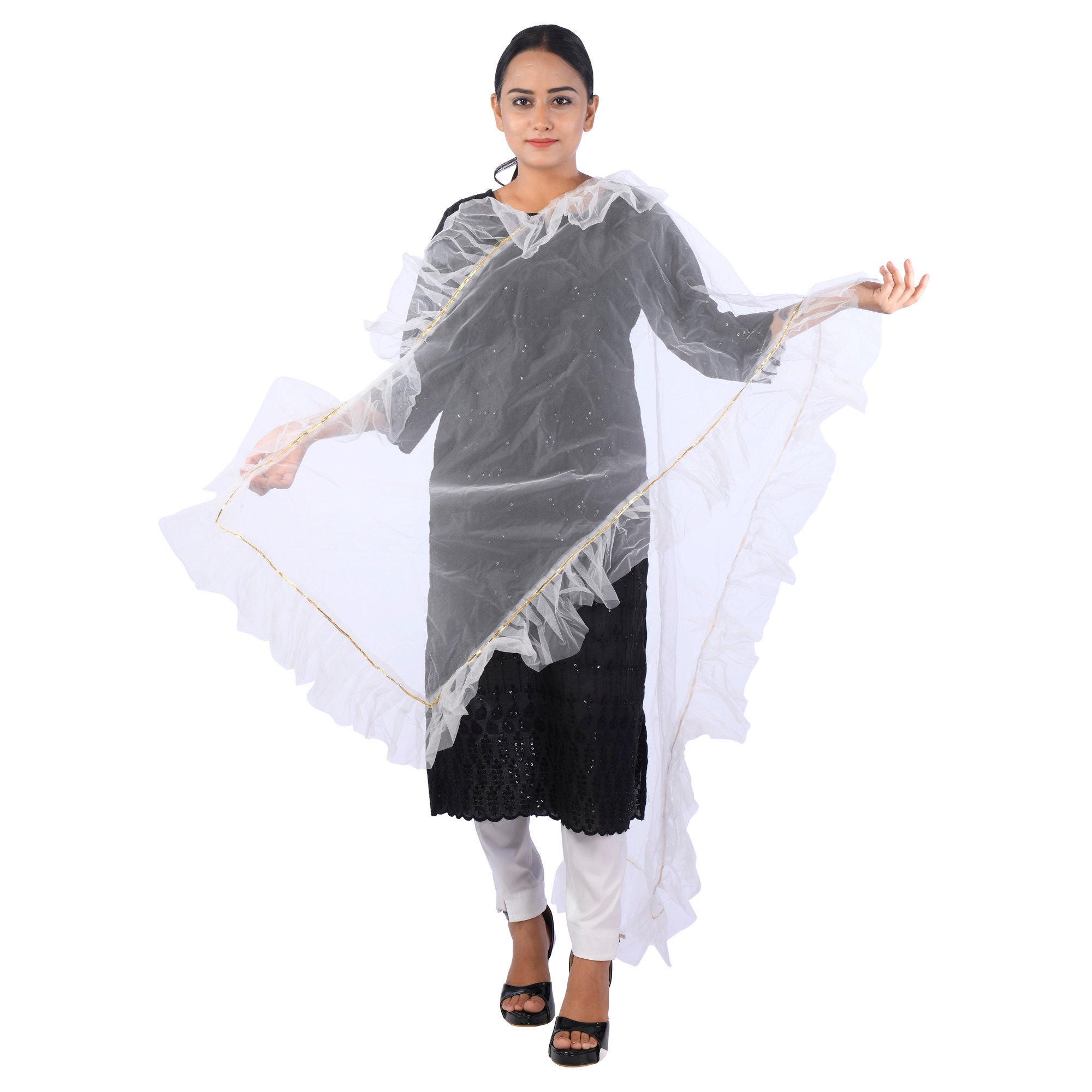 Ruffle Dupatta / Frills Dupatta / Dupatta for Gowns / Ruffle Scarf ...
