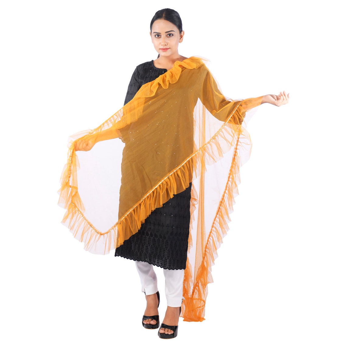 Ruffle Dupatta / Frills Dupatta / Dupatta for Gowns / Ruffle | Etsy