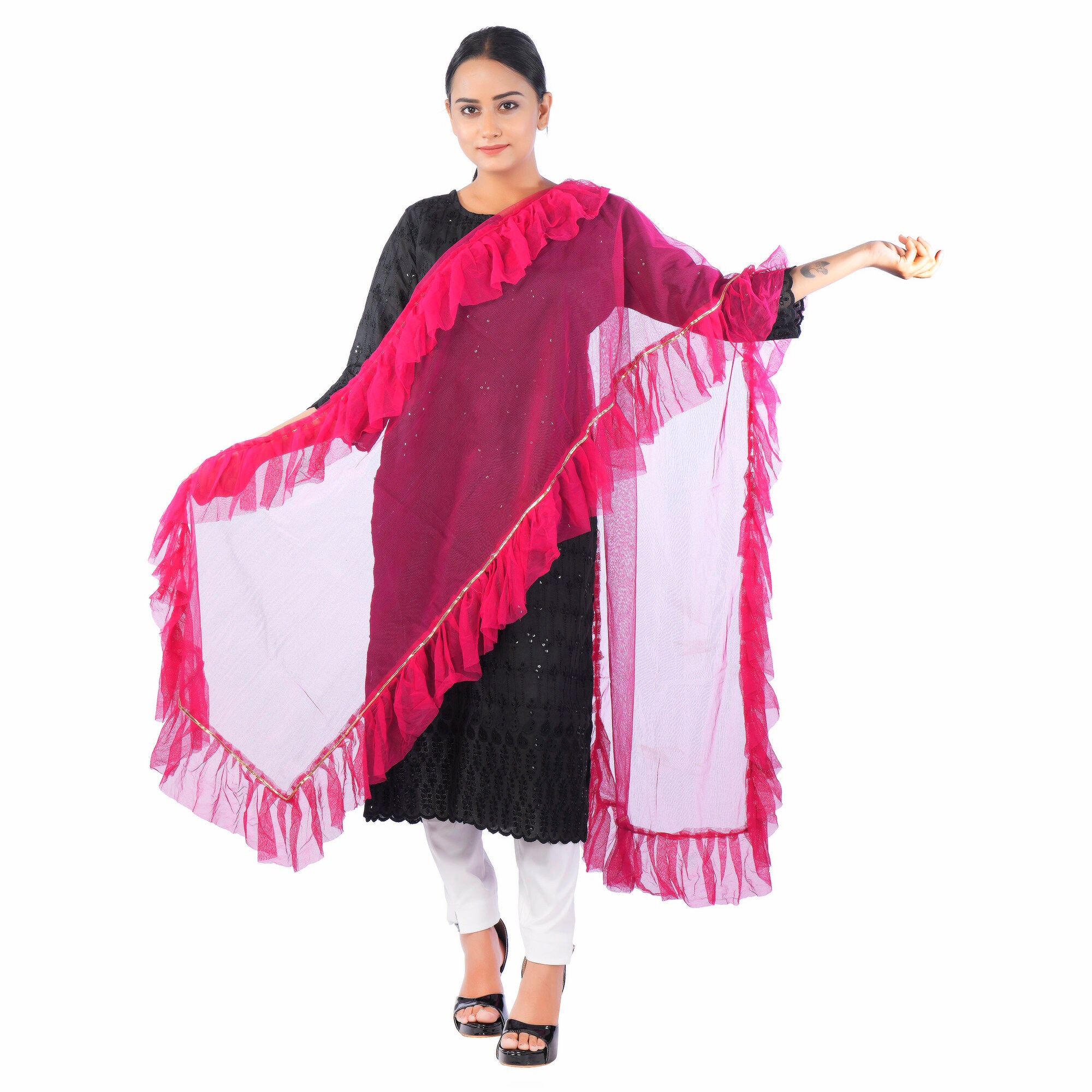 Ruffle Dupatta / Frills Dupatta / Dupatta for Gowns / Ruffle Scarf ...