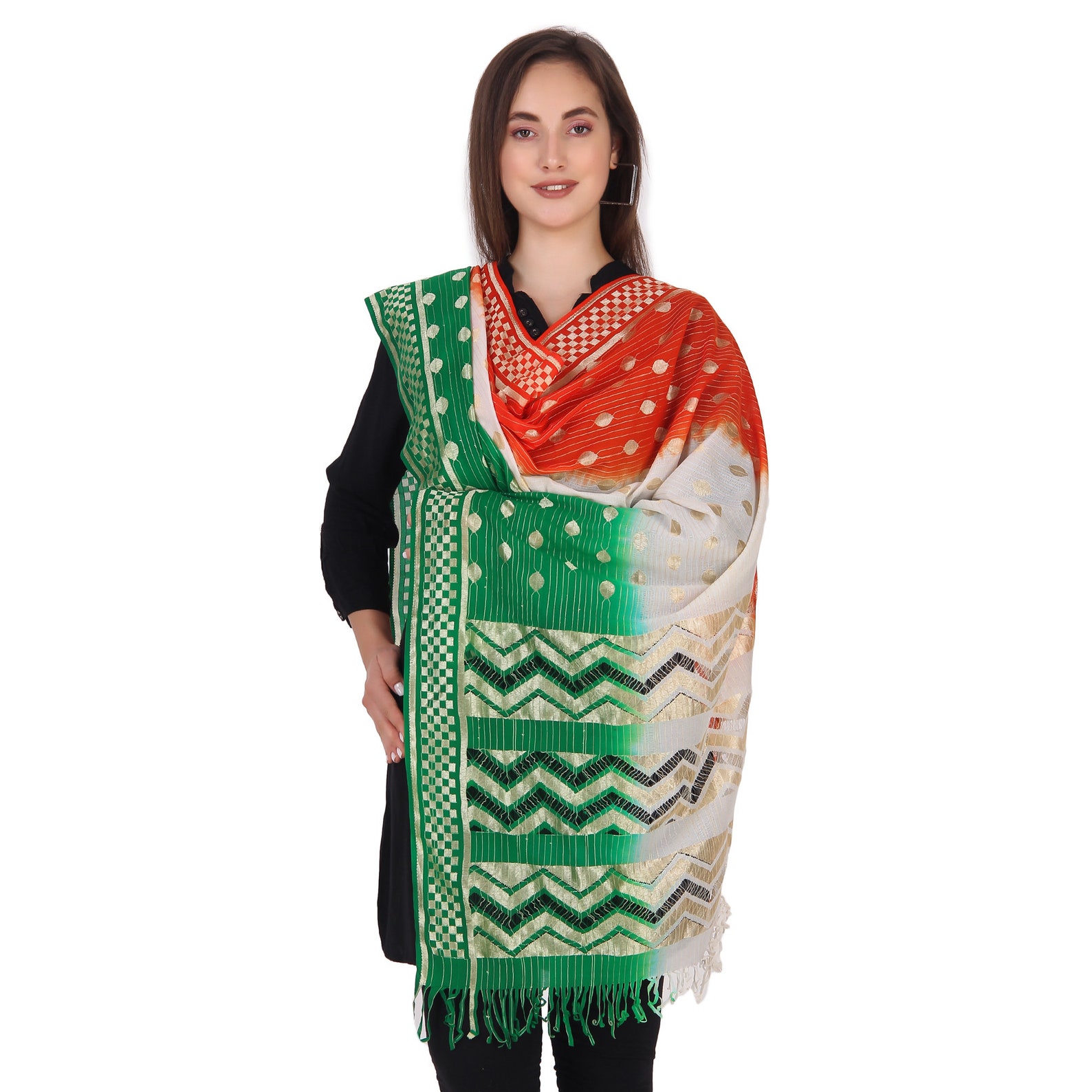 Tri Color Tiranga Cotton Slub Dupatta Indian Flag Colors - Etsy