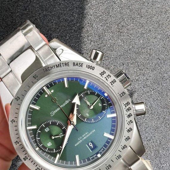 OM Speedmaster Chronograph Green Dial 40.5mm Watch - Gem