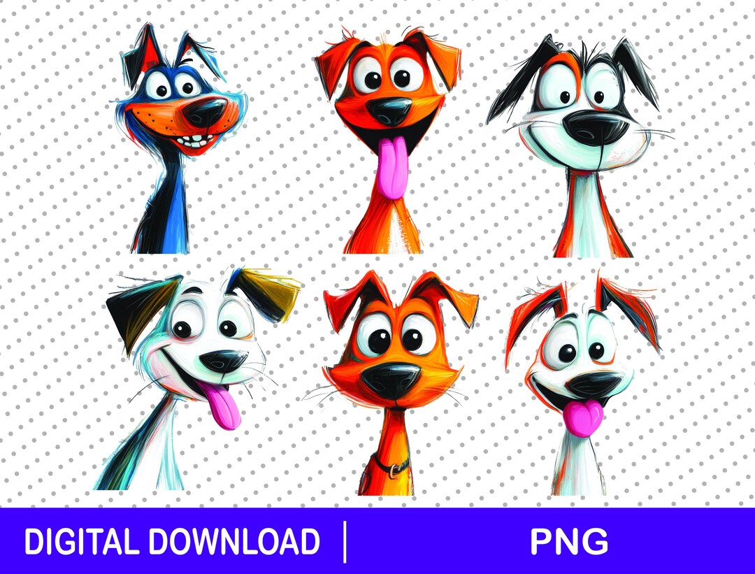 6 Cute Crazy Dogs Clipart, Png, Download Files, Junk Journaling ...