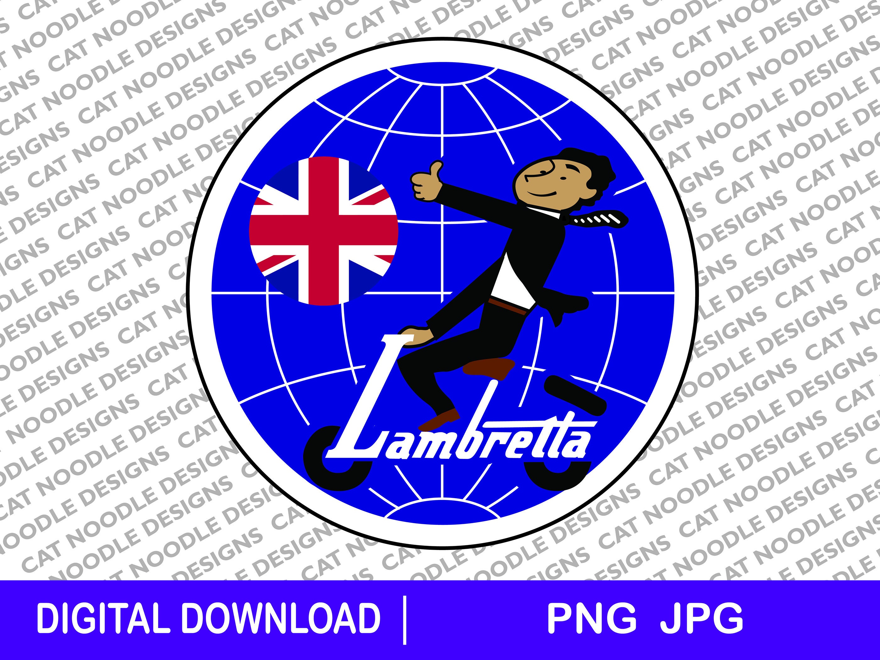Lambretta Globe Man Download File Great Britain Png Jpg - Etsy