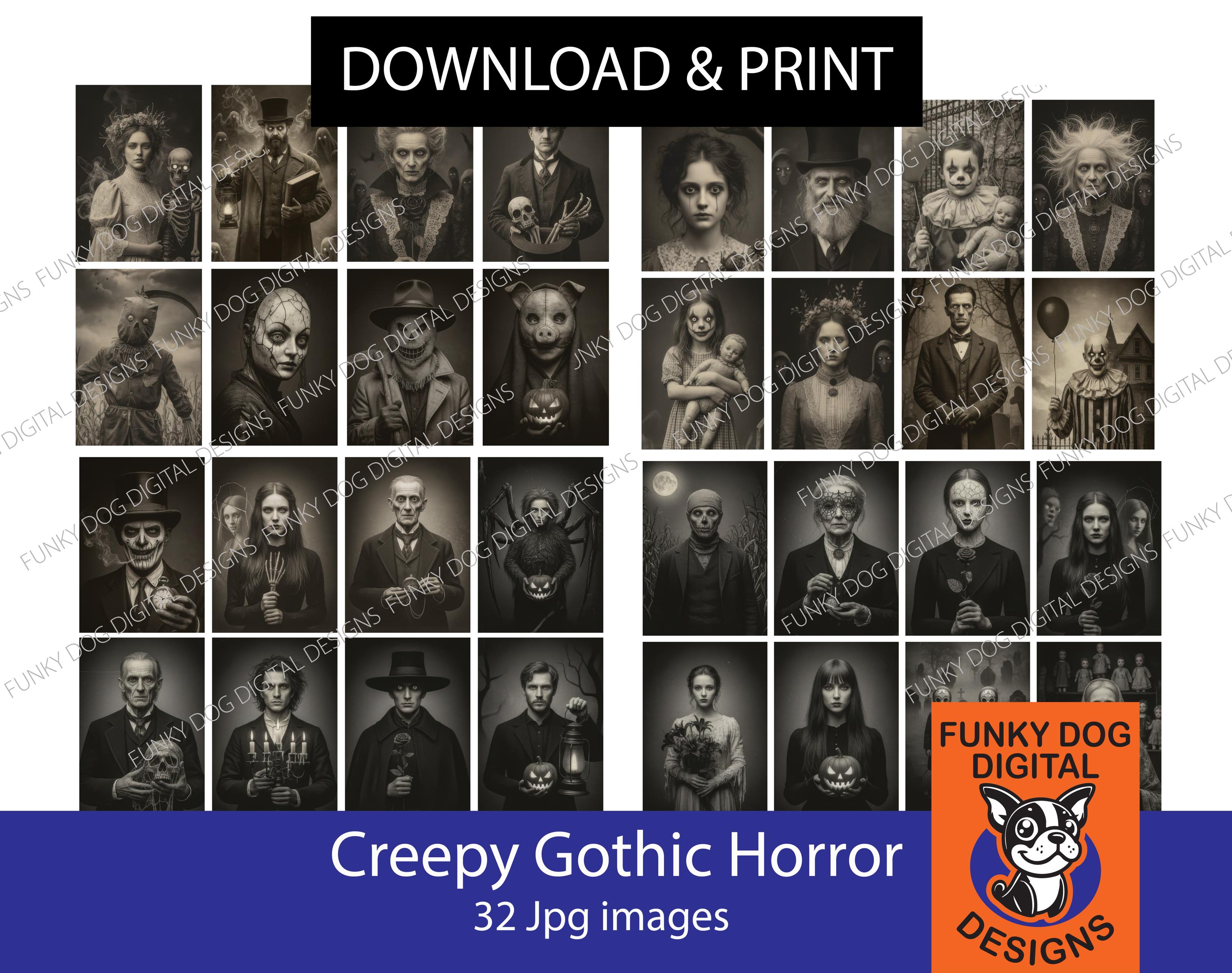 Creepy Gothic Horror Portraits, Printable, Junk Journal, Vintage ...
