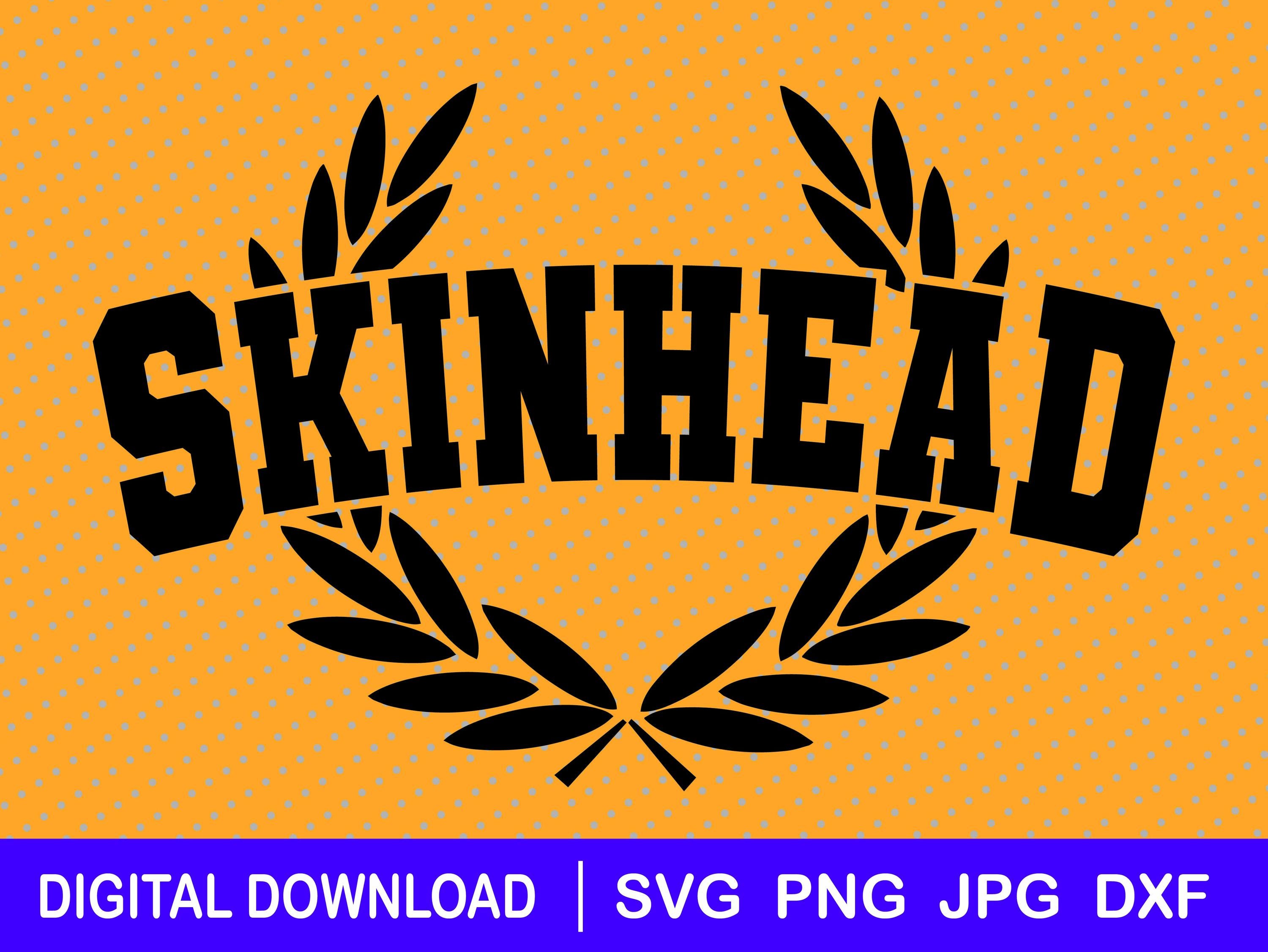 Skinhead Logo Design With Laurels, Download File, Dxf, Png, Svg ...