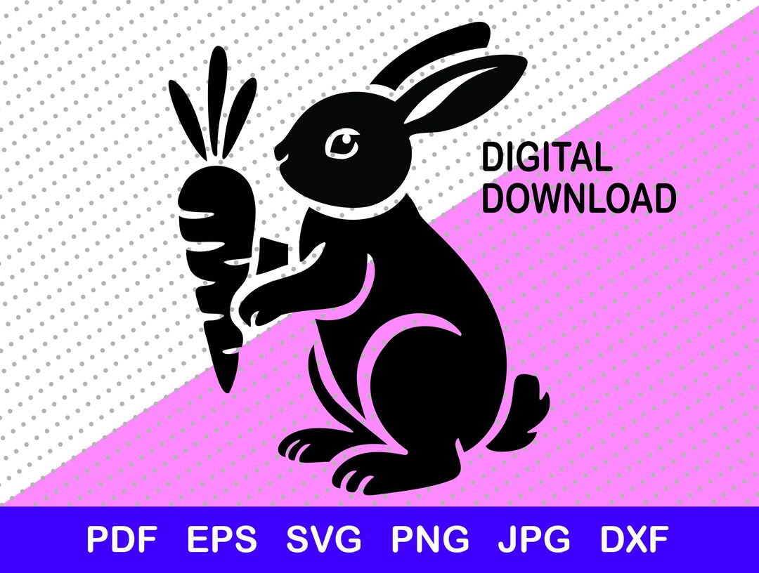 Easter Bunny and Carrot Stencil File, Bunny, Rabbit & Carrot Stencil ...
