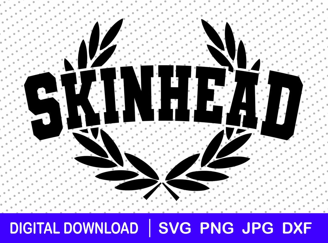 Skinhead Logo Design With Laurels, Download File, Dxf, Png, Svg ...