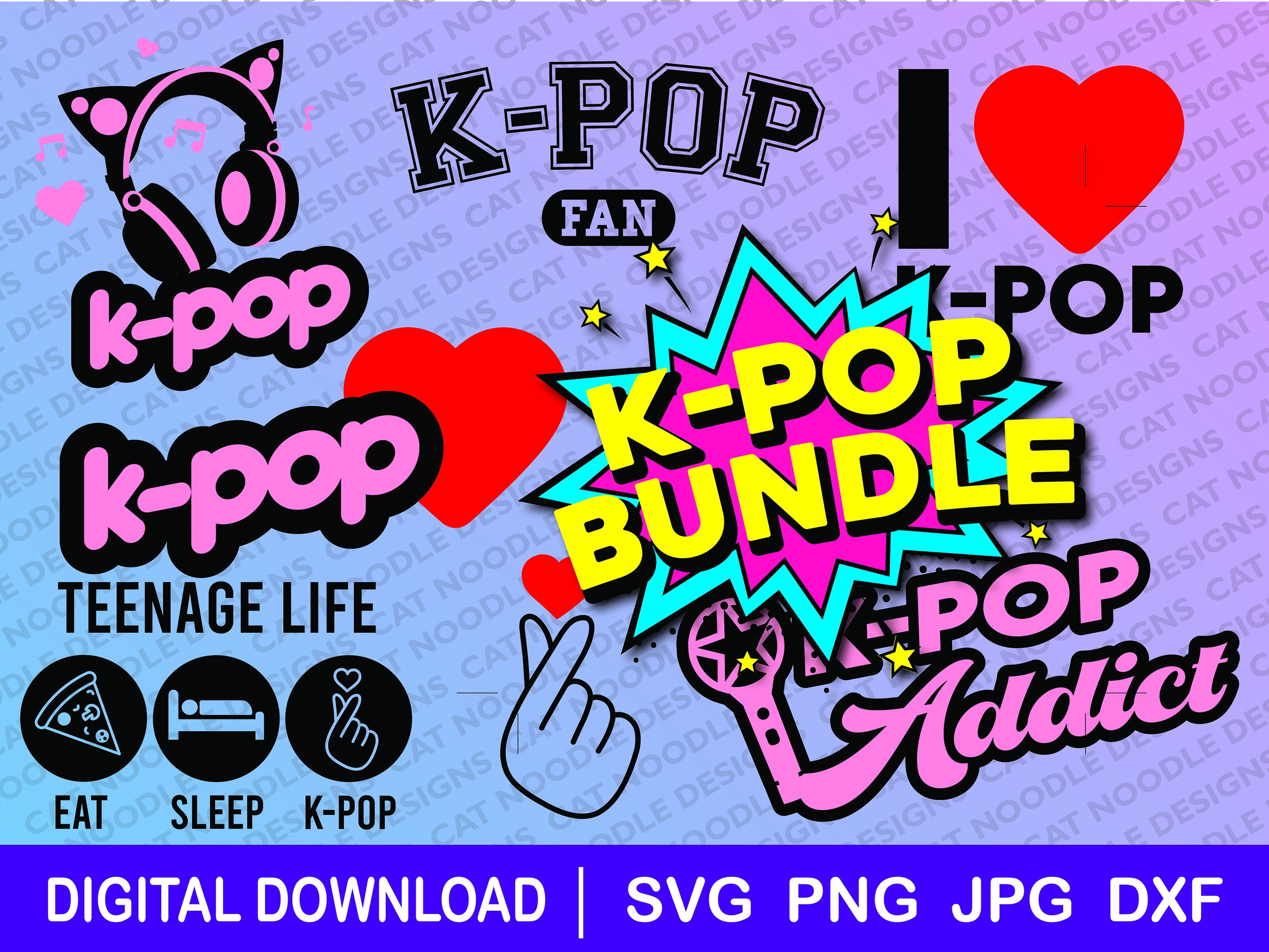 K-pop Design Bundle 7 Designs Png, Svg, Download Files, Dxf, Png ...