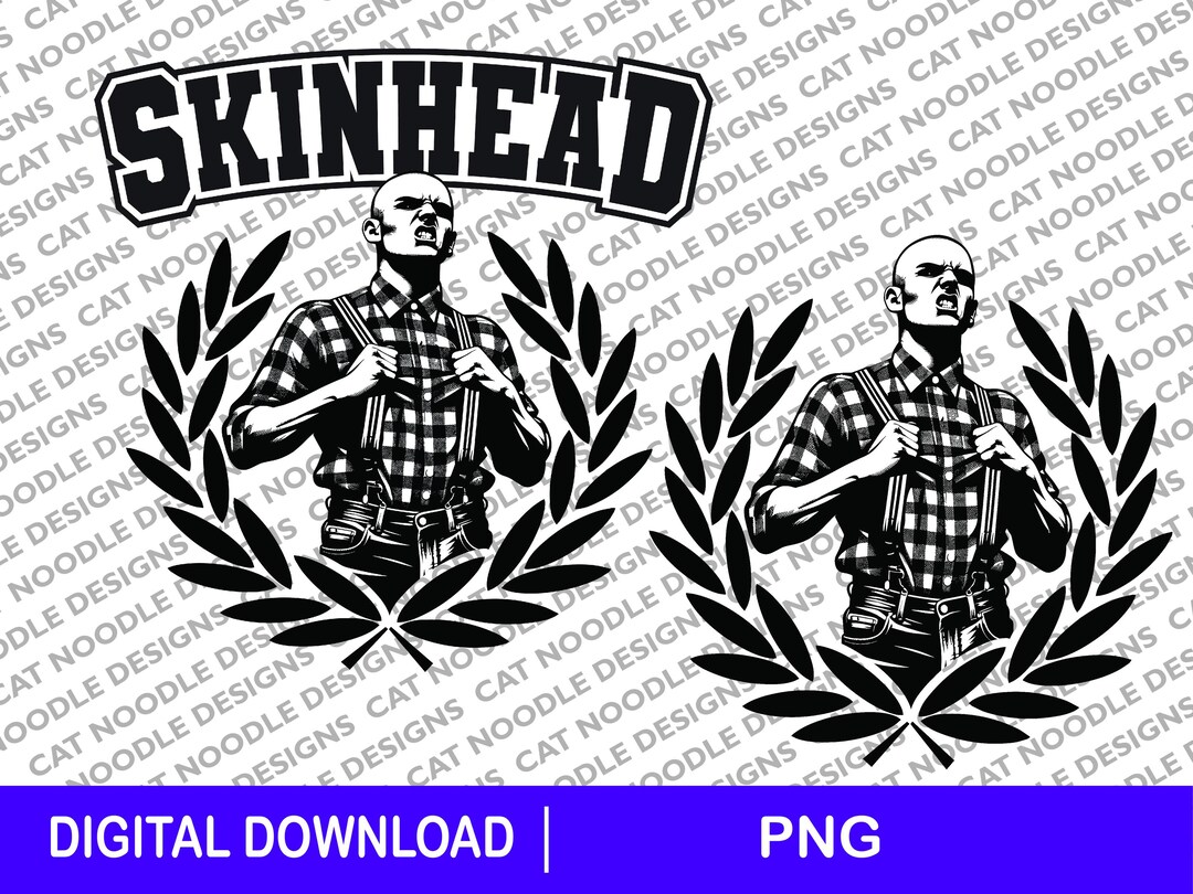 Skinhead Design With Laurels, Download File, Png, Birthday Gift ...