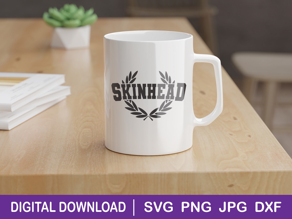 Skinhead Logo Design With Laurels, Download File, Dxf, Png, Svg ...