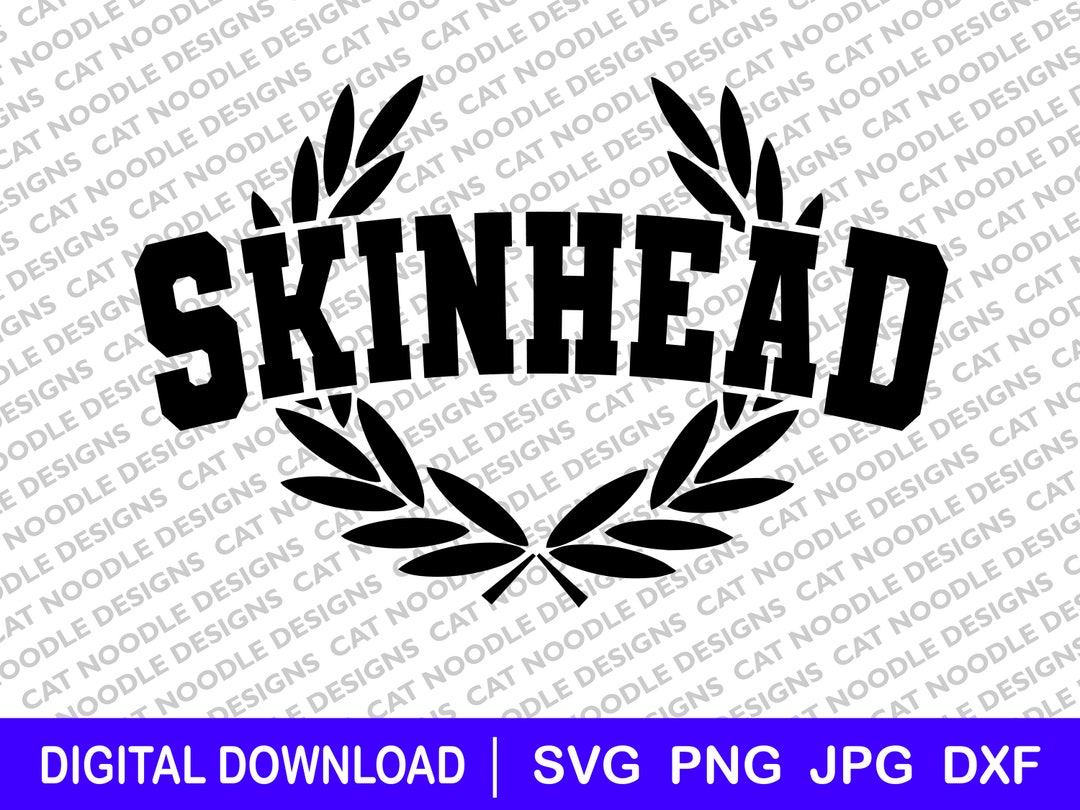 Skinhead Logo Design With Laurels, Download File, Dxf, Png, Svg ...