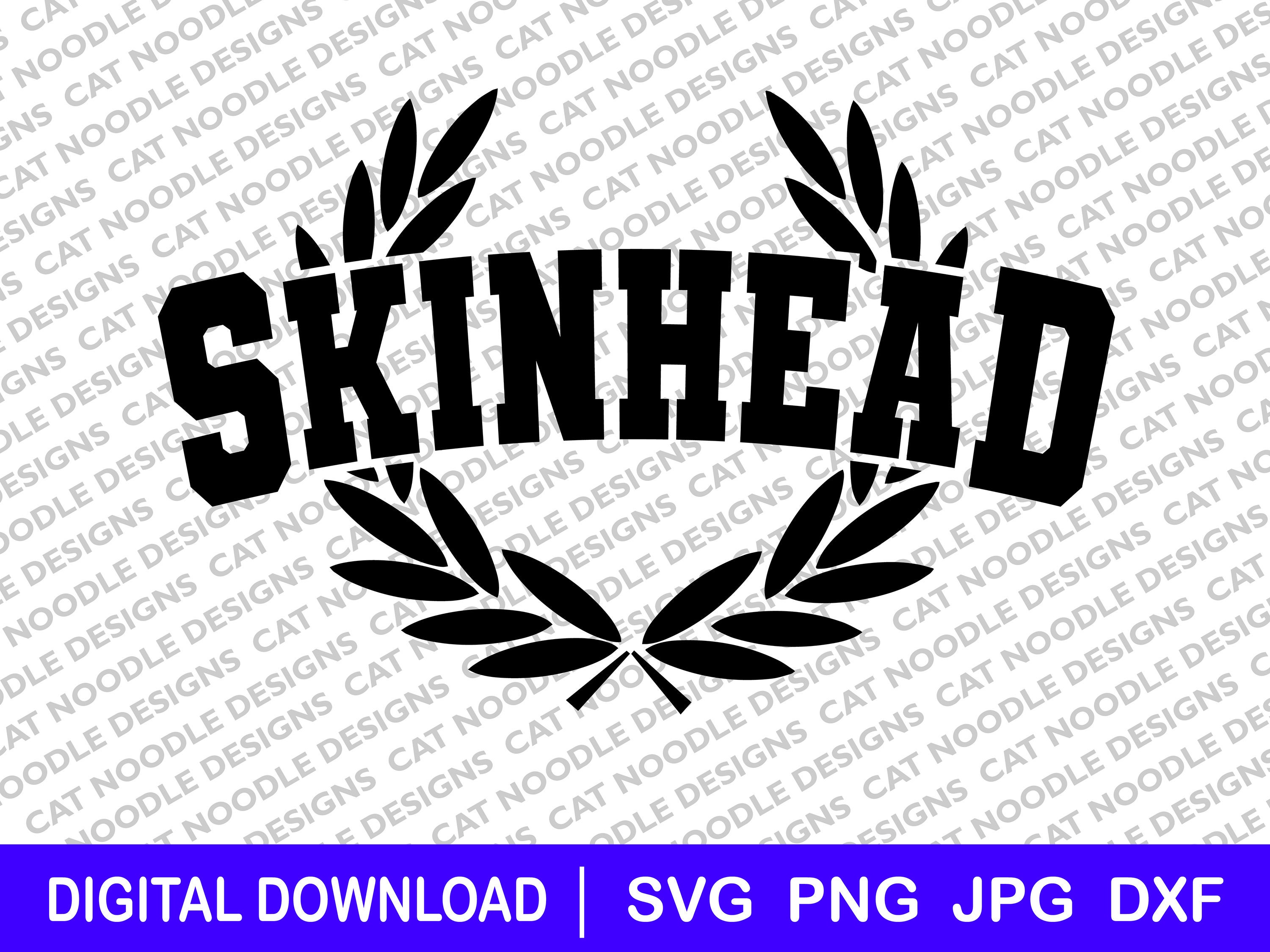 Skinhead Logo Design With Laurels, Download File, Dxf, Png, Svg ...