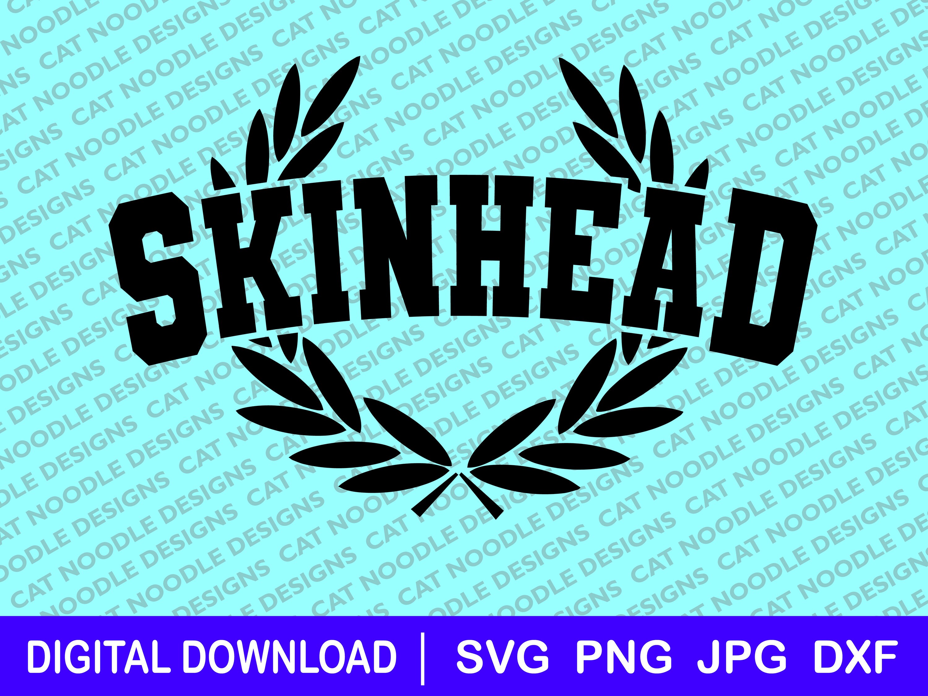 Skinhead Logo Design With Laurels, Download File, Dxf, Png, Svg ...