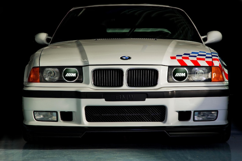 BMW E36 M Logo Black & White Headlight Decoration Covers - 2 Pcs ...