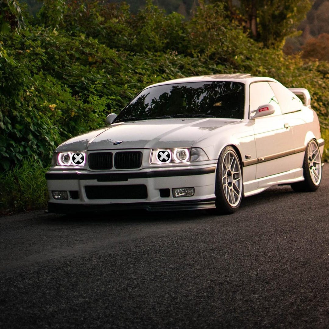 BMW E36 Black & White Cross Headlight Decoration Covers - 2 Pcs ...