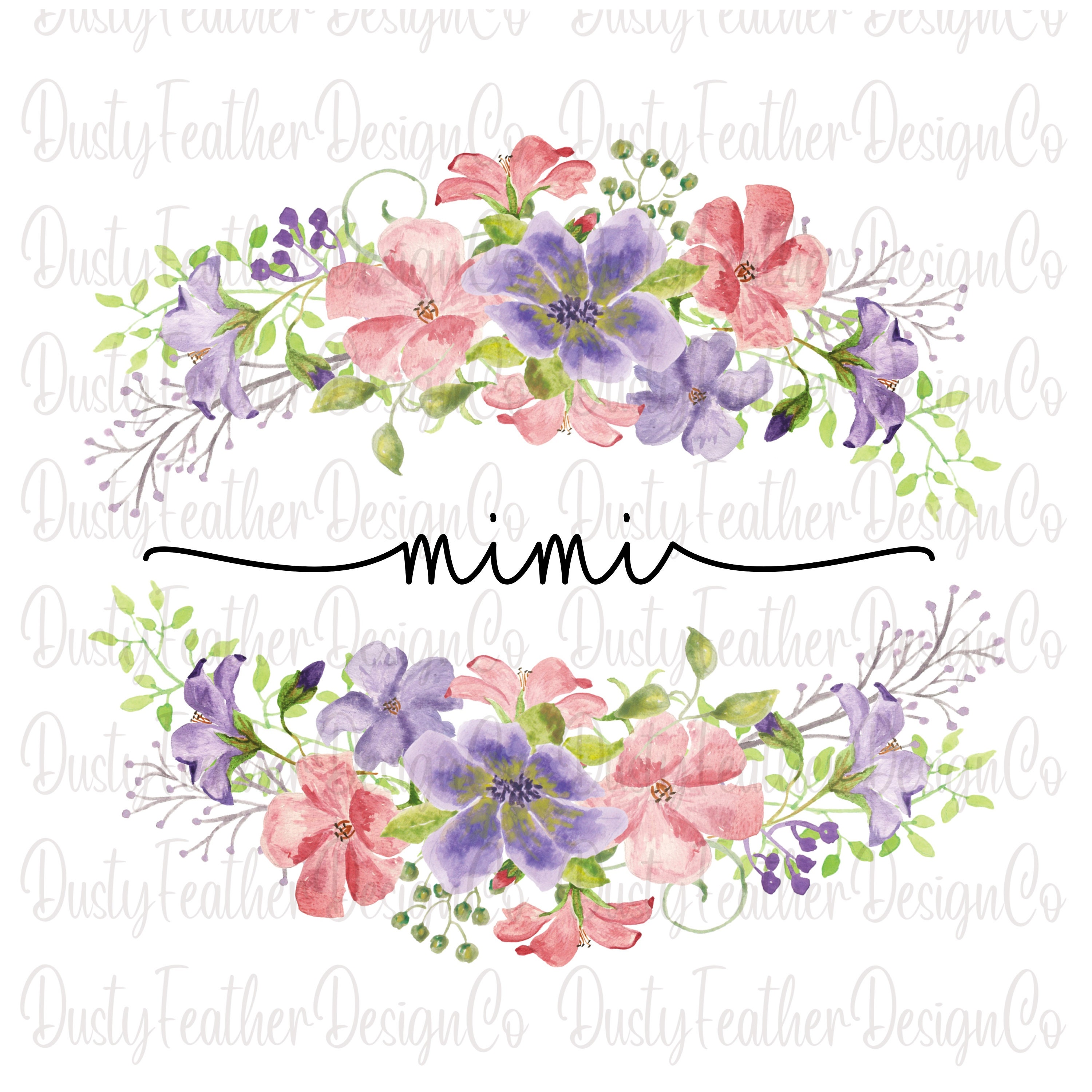 Mimi Floral Watercolor Design for Shirts or Other Crafts | Etsy