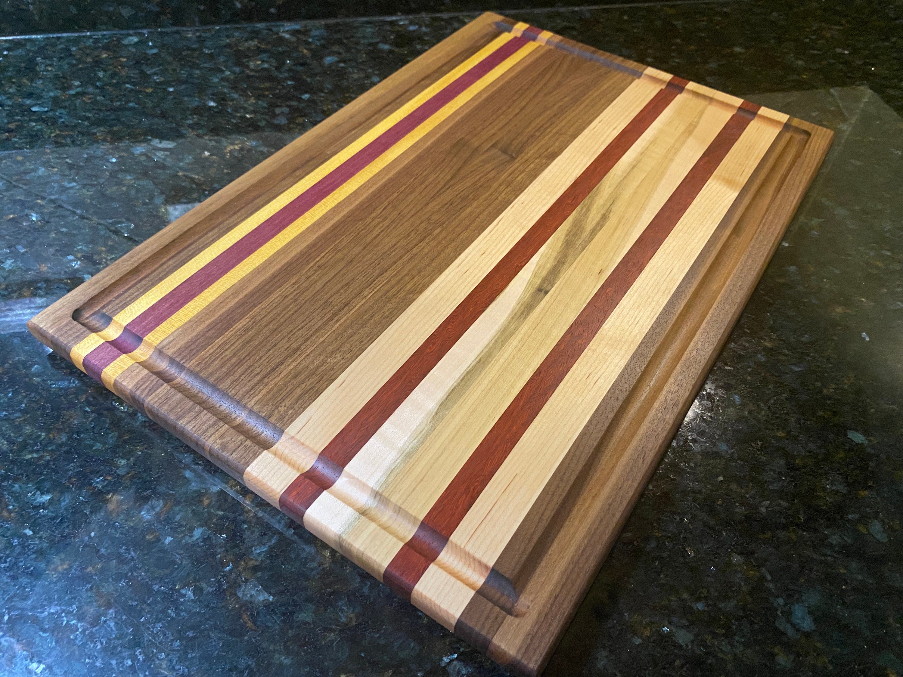 Handmade Wooden Cutting Board Maple, Walnut, Padauk, Purpleheart, and ...