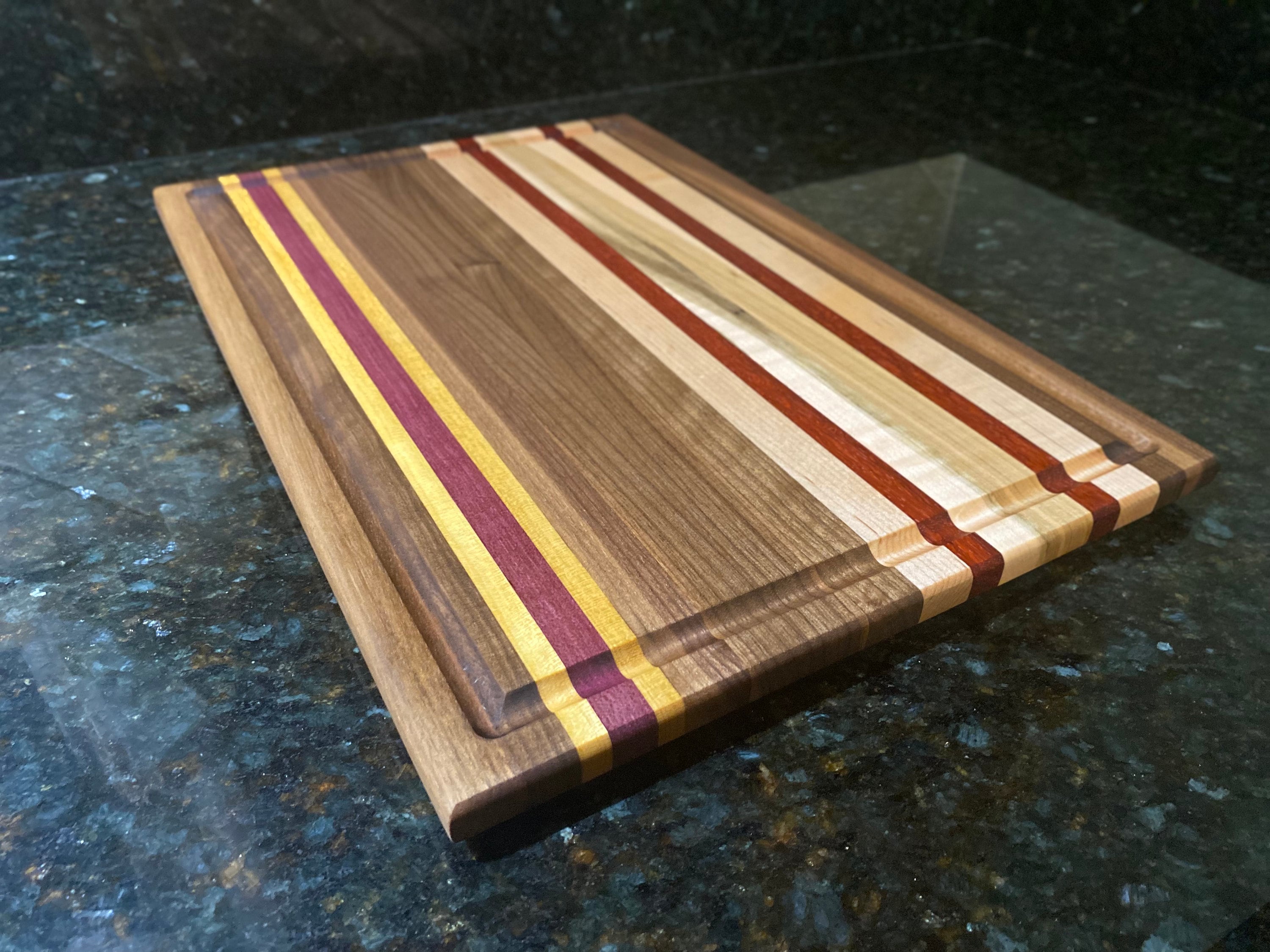 Handmade Wooden Cutting Board Maple, Walnut, Padauk, Purpleheart, and ...
