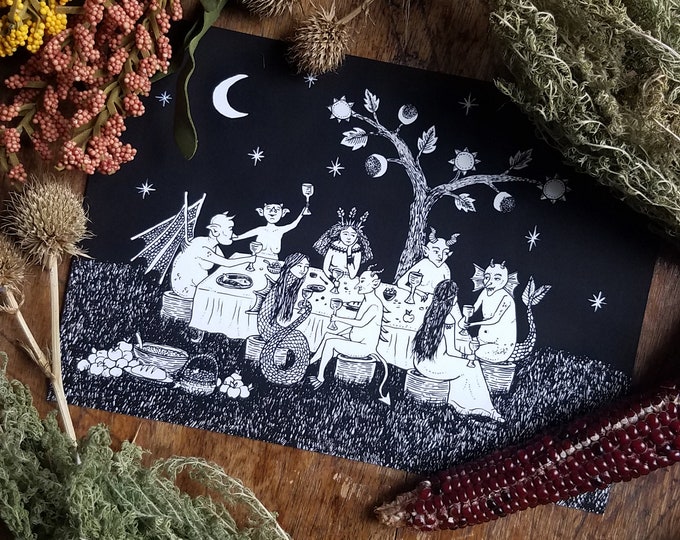 Midnight Feast - 5x7 Archival Dark Art Print - Medieval Ink ...