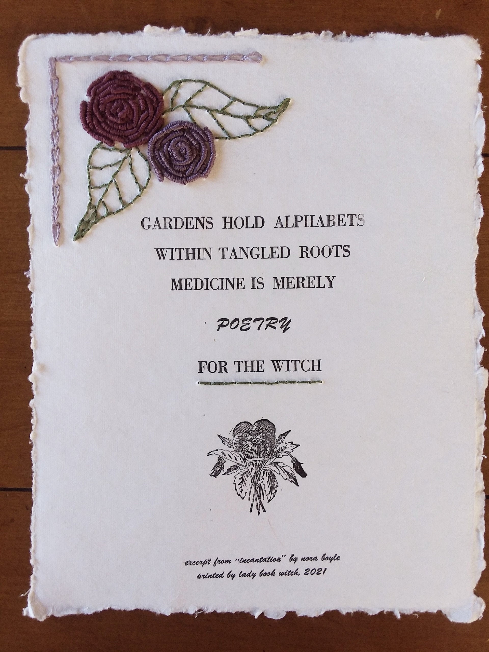 Art & Collectibles Fiber Arts Letterpress Printed Poetry Broadside ...