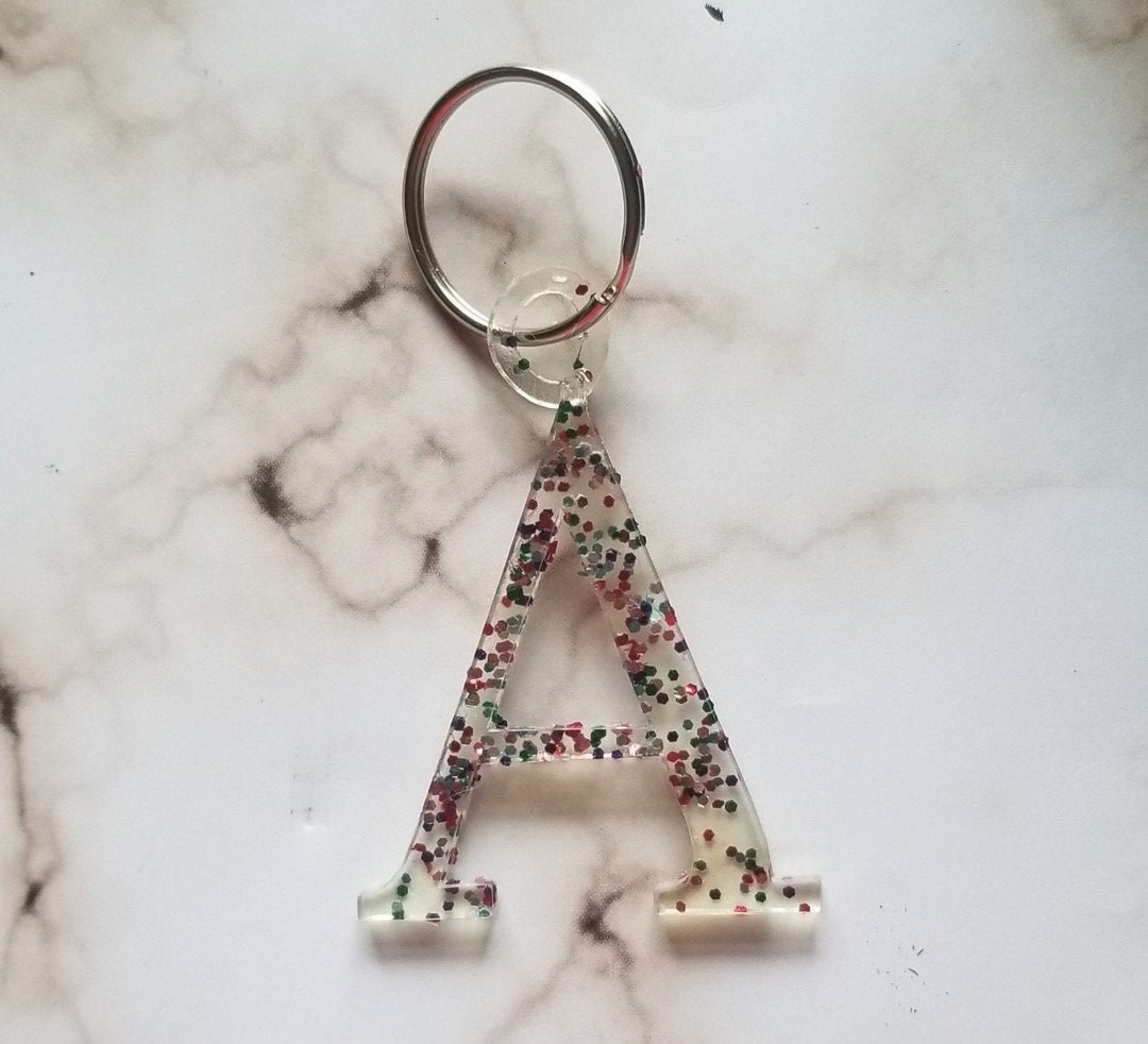 Alphabet Keychain Letter Glitter Transparent Personalised - Etsy
