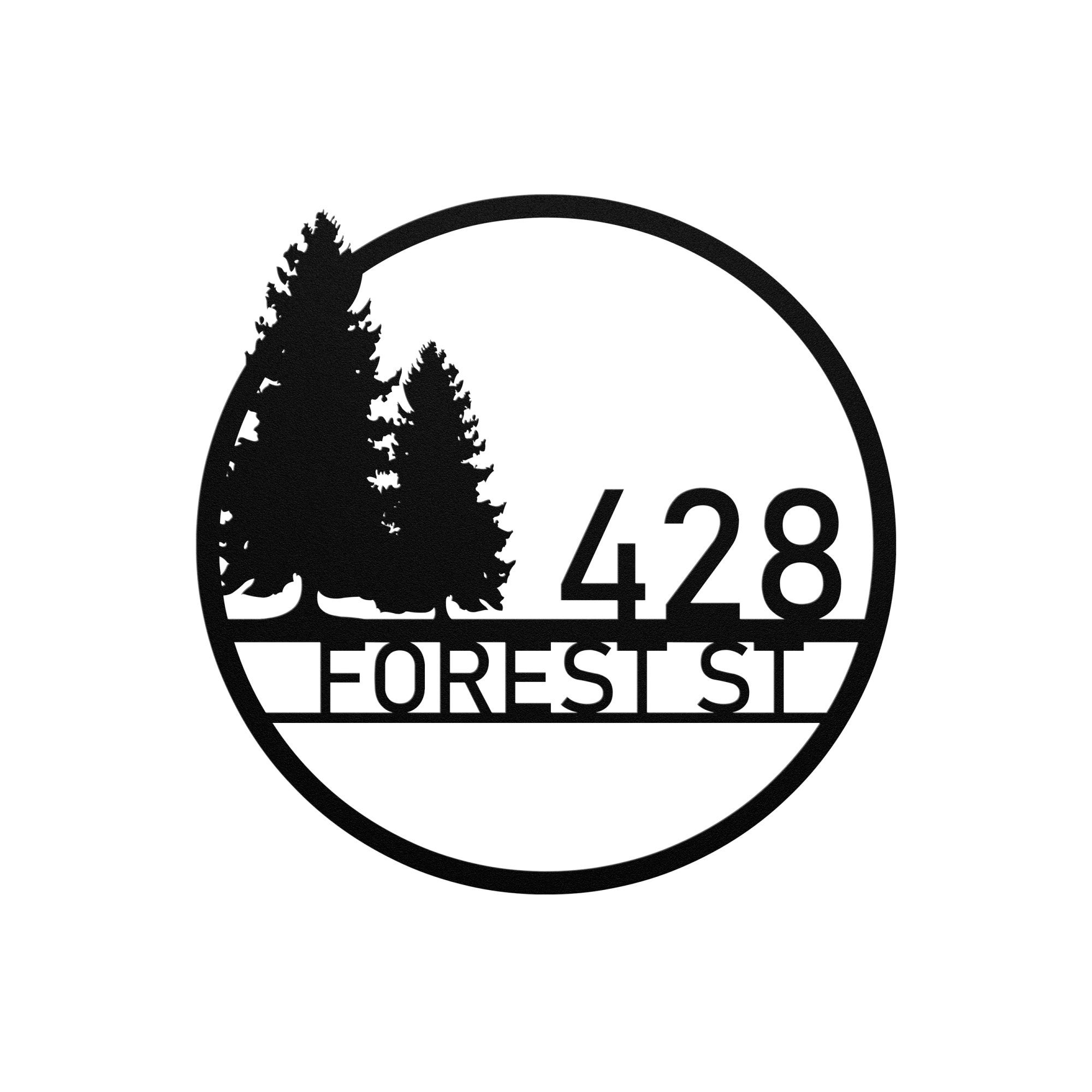 Personalized House Number Sign With Tree | Outdoor Metal Address Sign ...