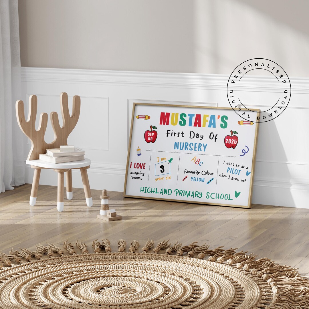 Custom First Day of Preschool Printable Sign, Personalised First Day of ...