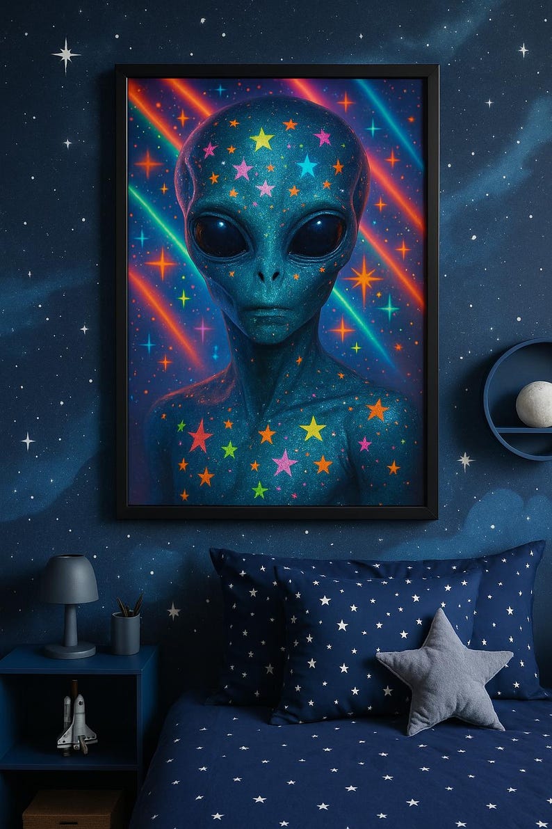 Cosmic Alien Art Print - Etsy