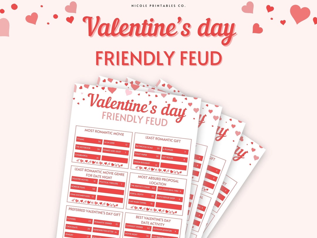 Friendly Feud Printable Valentine's Day Party Game for Adults and ...