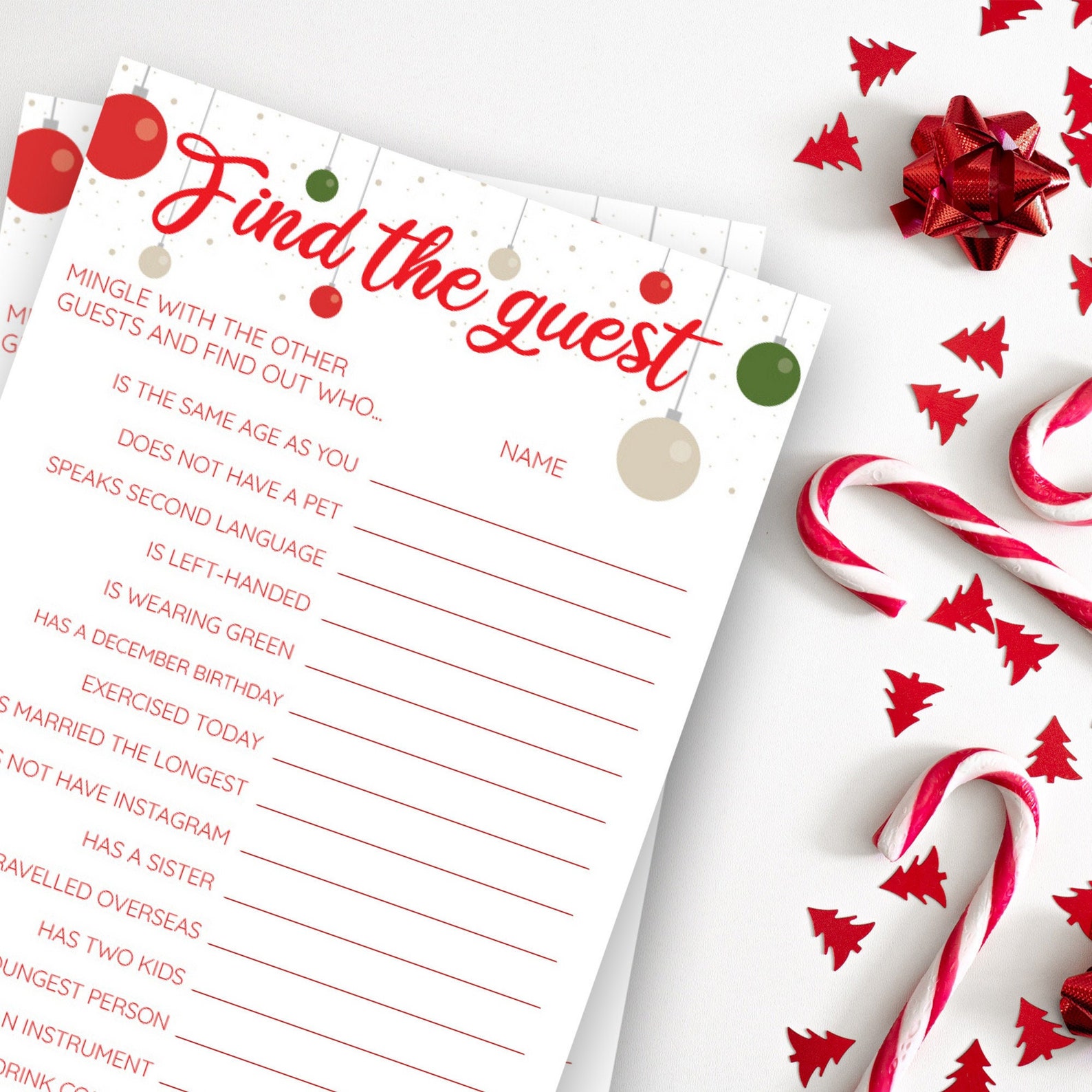 Christmas Find the Guest Game, Mingle Game, Party Game, Christmas Games ...