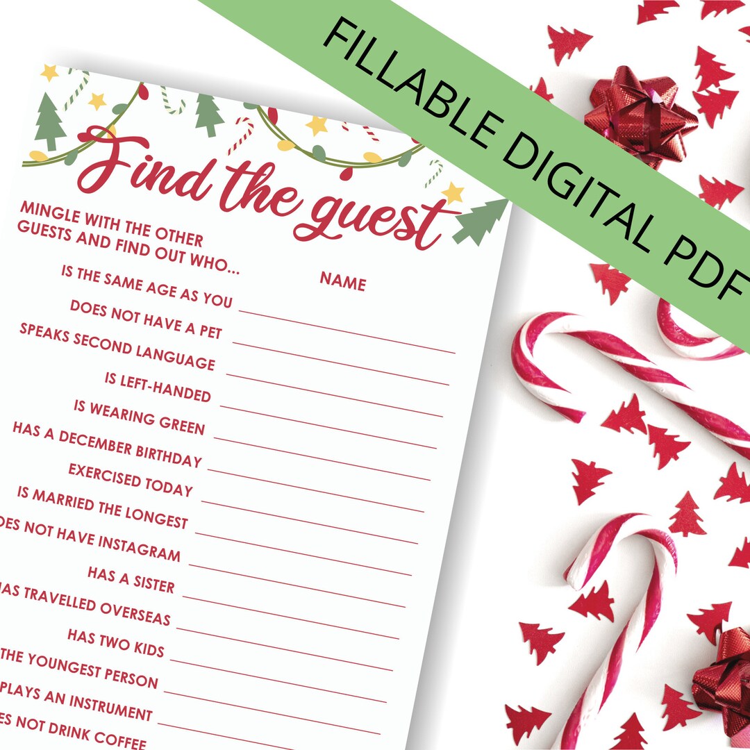 Find the Guest Fillable Christmas Game Virtual Mingle Game - Etsy Canada