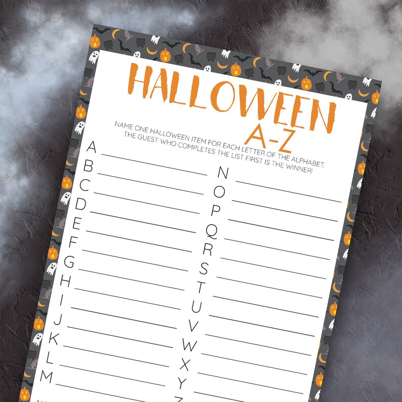 Halloween A-Z Game Family Game Halloween Printable Game - Etsy