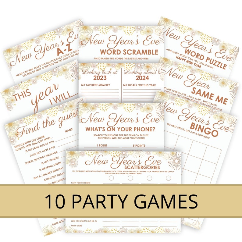 New Years Eve Games Bundle, NYE Virtual Party Ideas 2023 2024 Fillable ...